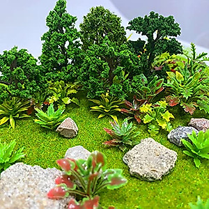 88pcs Model Trees Mixed Miniature Plants Model Train Scenery Architecture Trees Fairy Garden Trees Wargame Trees Model for Diorama DIY Craft Scenery Landscape Natural Green