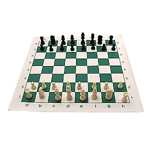 Portable Chess Checkers Set,Professional Tournament Chess Board with Chess Checkers,2 in 1 Travel Board Games for Kids and Adults, Folding Roll up Chess Game Sets