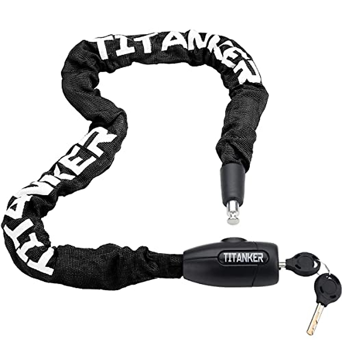 Titanker Bike Chain Lock (Black-10mm), Heavy Duty Key Lock for Bicycle, Motorcycle, Door, Gate, Fence, Grill - Portable, Anti-Theft, 3.3ft, 4.5lbs