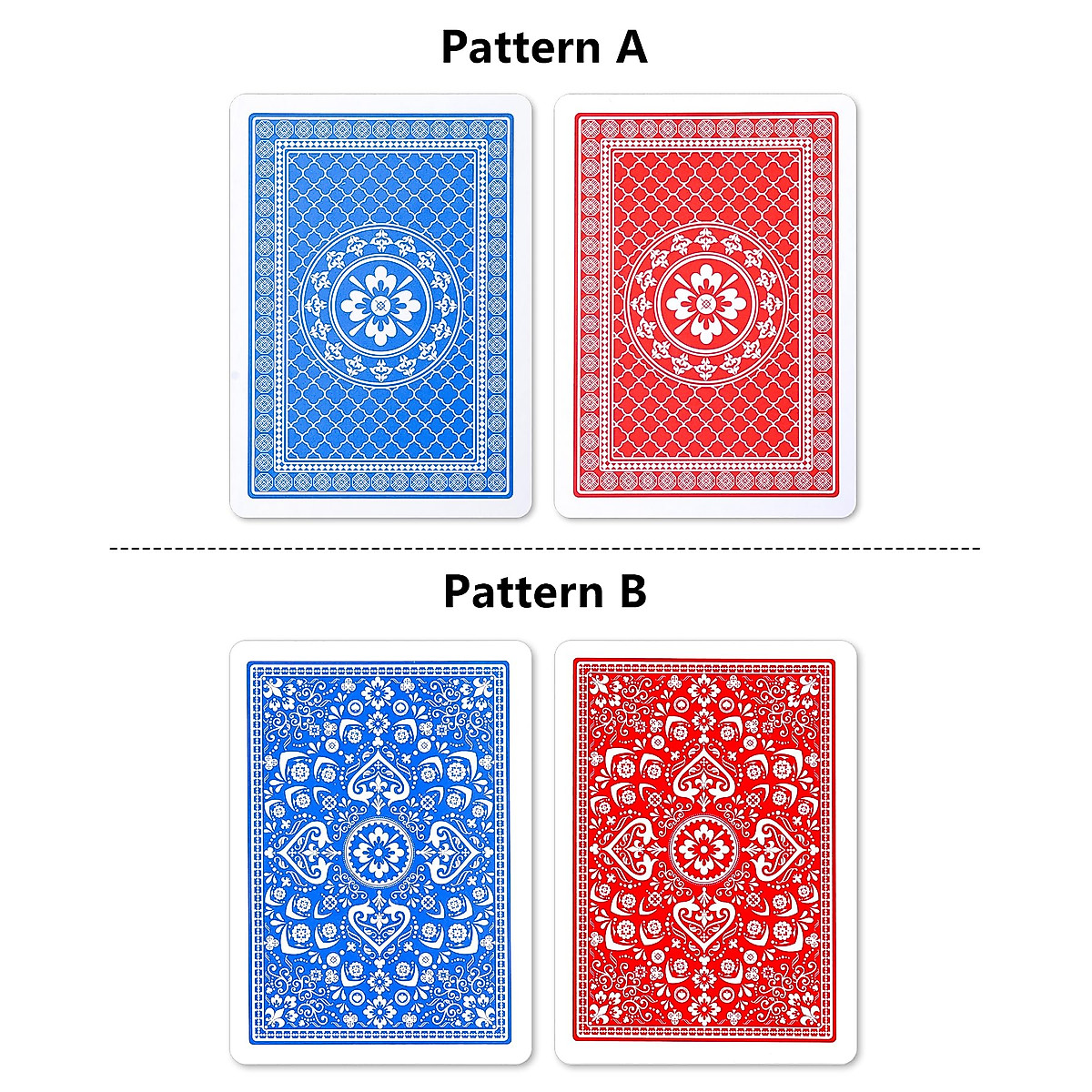 Teskyer 2 Pack Large Print Playing Cards, Poker Size Large Index Deck of Cards, Linen Finish Surface, Pattern A