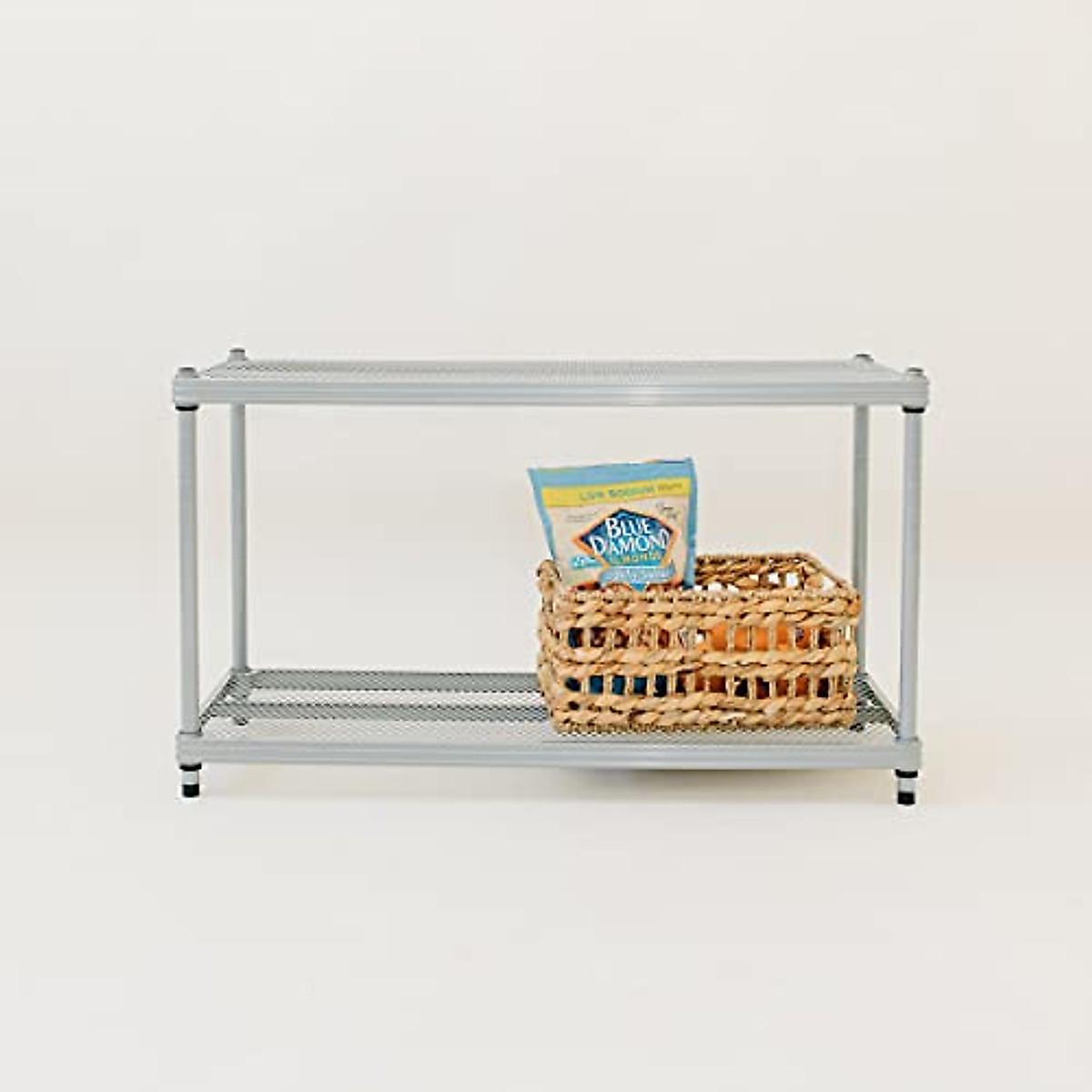 Design Ideas Meshworks 2 Tier Short Stacking Heavy Duty Metal Storage Shelving Unit, 440 Pound Capacity per Shelf, Great for Bathroom, Pantry, and Garage Storage, 31” x 13” x 17.5”