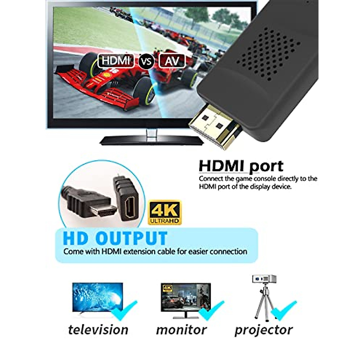 Fadist Retro Game Console, Built in 1800+ Classic Games, 4K HD Output Video Game Console, with 2 Classic Controller, Plug and Play Games Console, Ideal Gift for Kids, Adult, Friend, Lover