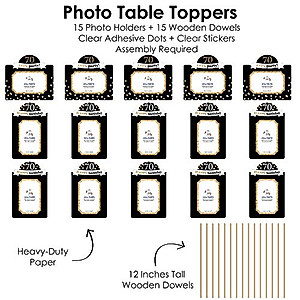 Big Dot of Happiness Adult 70th Birthday - Gold - Table Decor Kit - Party Centerpieces Photo Table Toppers Bundle - 30 Pc