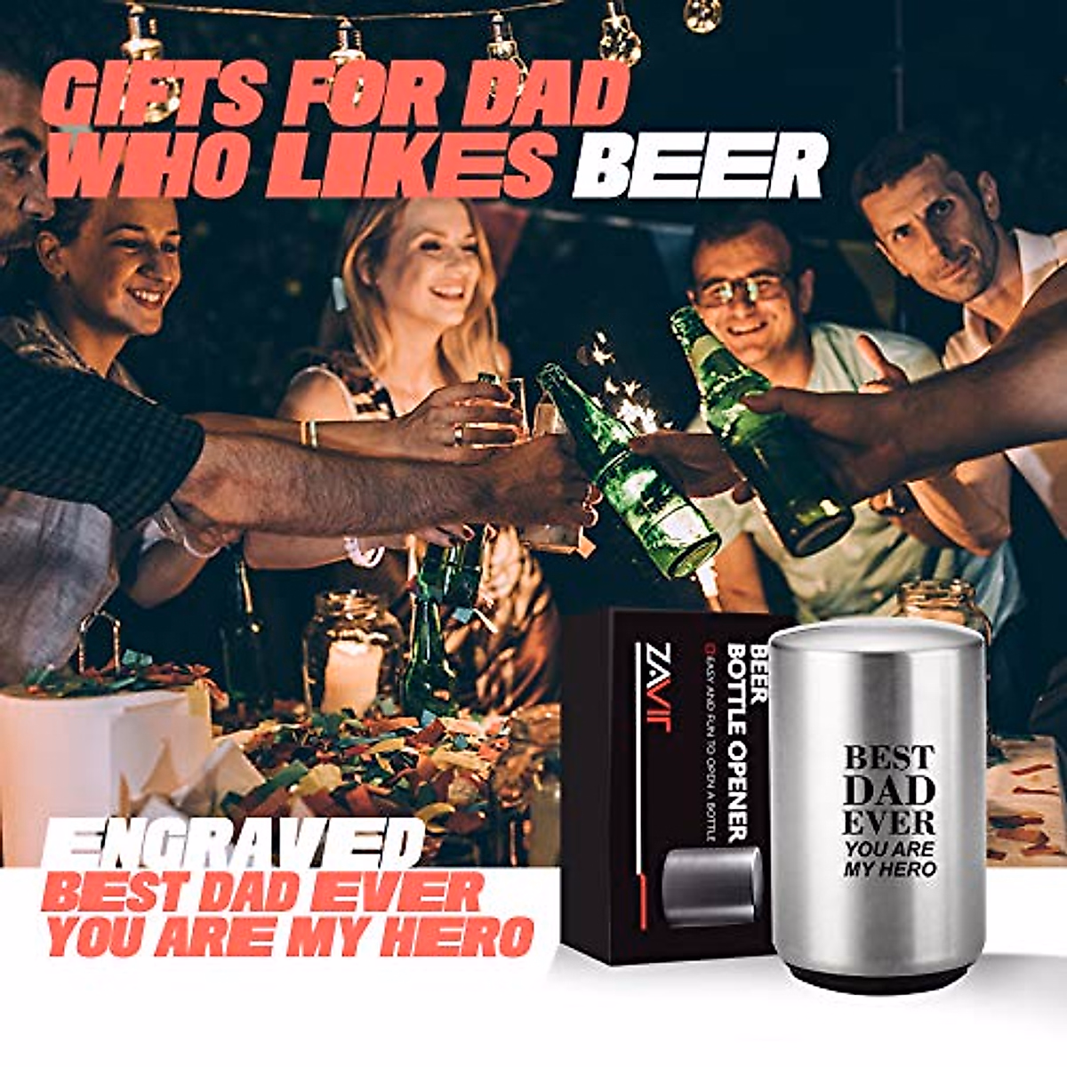 ZAVIT BEST DAD EVER Bottle Opener+Multitool Knife, Gifts for Dad, Dad Birthday Gift, Gifts Idea for Dad.
