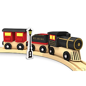 MasterPieces Wood Train Sets - Lionel Original Steam Engine 3 Piece Train Set - Officially Licensed Toddler & Kids Toy