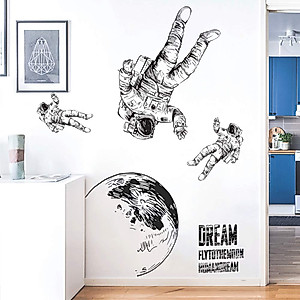 Astronaut Wall Sticker Removable Large Spaceman Wall Decal Nursery Decor Gift for Kids Boy Girl Bedroom Art Home Decoration Mural Interior Design