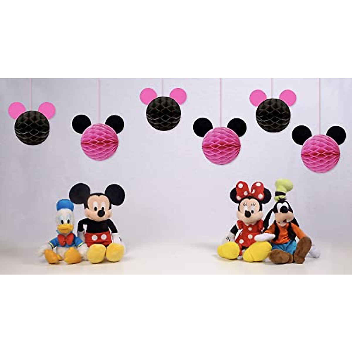 Minnie Birthday Party Decorations - Minnie Inspired Honeycomb Hanging Mouse Ears - Cartoon Mouse Birthday Decorations - 6 Minnie Honeycomb Balls by Jolly Jon (Honeycomb Only)