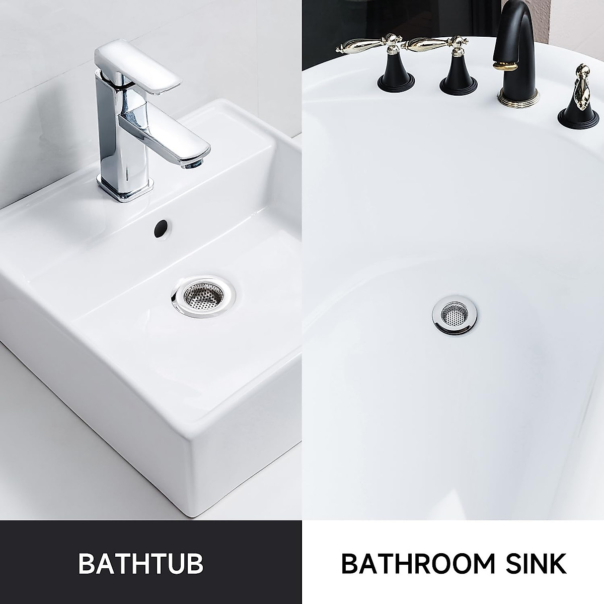 CORNERJOY 2PCS Bathtub Drain Strainer Cover - 2.84 inch Stainless Steel Shower Drain Hair Catcher