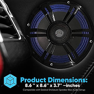 PyleUsa 8'' Single Voice Coil Car Subwoofer - 250 Watts at 4-Ohm Car Audio Powered Subwoofer, Paper Cone with Cloth Edge, Designed for Custom Audio Car, Truck, Mobile Vehicle Applications - PLMG85