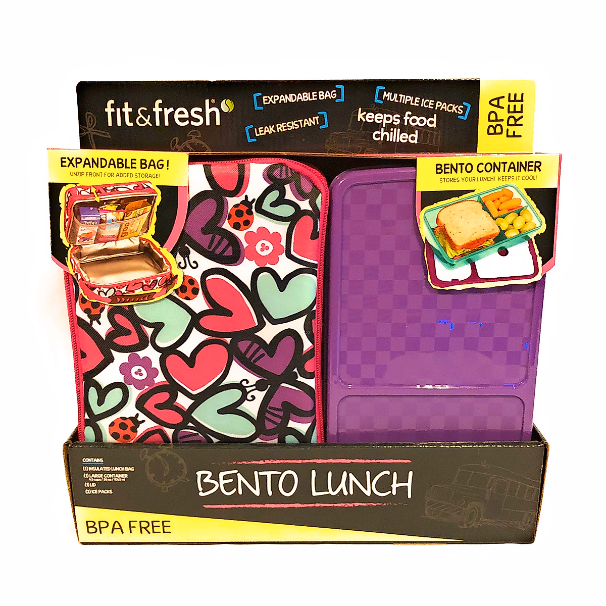 Fit and Fresh, Bento and Co, Lunch Set, Butterfly Hearts