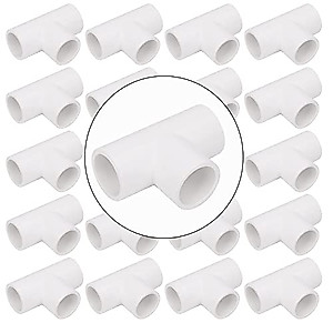 CEE 20 Pack 3 Way 1/2 Inch Tee PVC Fittings, 1/2inch SCH 40 PVC Pipe Fitting Adapter for Water Supplies Build PVC Furniture DIY Garden Shelf Greenhouse (Socket *Socket*Socket)