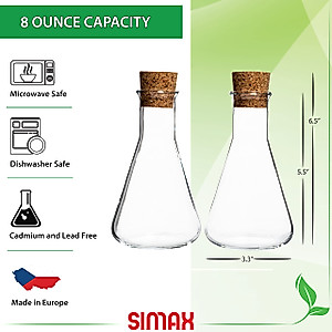 Simax Borosilicate Glass Oil & Vinegar Dispenser Set - 2 x 8 Oz Olive Oil & Vinegar Cruet with Cork Top