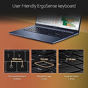 ASUS VivoBook 15X OLED Laptop, 15.6 inch OLED Display, AMD Ryzen 5 5600H CPU, AMD Radeon GPU, 8GB RAM, 512GB SSD, Windows 11 Home, Quiet Blue, M1503QA-ES52