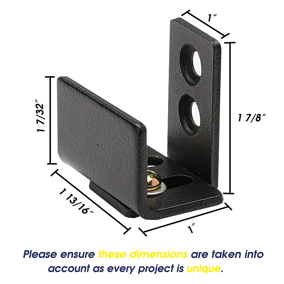 SMARTSMITH Simple Design Wall Mounted Sliding Barn Door Bottom Floor Guide with Adjustable Bracket, Black Powder Coated