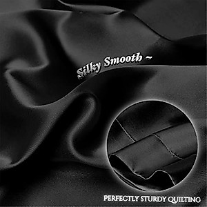 KINMEROOM Satin Pillow Cases Queen Size Set of 2, Similar to Silk Pillow Cases 2 Pack,Black Silky Satin Pillowcase for Hair and Skin,Pillow Covers with Envelope Closure for Women (20x30 Inches)