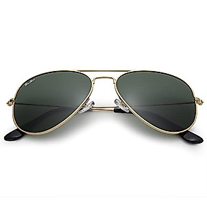 Pro Acme Classic Polarized Aviator Sunglasses for Women Men, Driving Sun Glasses Polarized Lens Lightweight Metal Pilot Frame UV400 Protection (Gold | G15 Green Lens | With Logo)