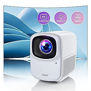 Liene Native 1080P Projector Outdoor/Indoor Smart Mini Projector, 400 ANSI 9500 Lumen 4K Supported, Mini Projector with 360 Degree Surround Sound, Dust-Proof, Compatible with TV Stick, iOS, Android