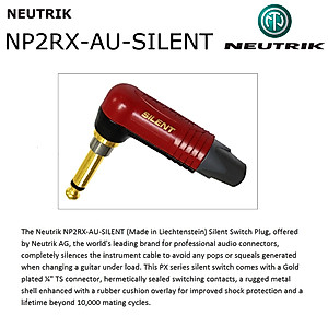 WORLDS BEST CABLES 25 Foot - Guitar Bass Instrument Cable Custom Made Using Mogami 2524 Wire and Neutrik NP2RX-AU-SILENT & Neutrik NP2X-B ¼ Inch (6.35mm) TS Plugs