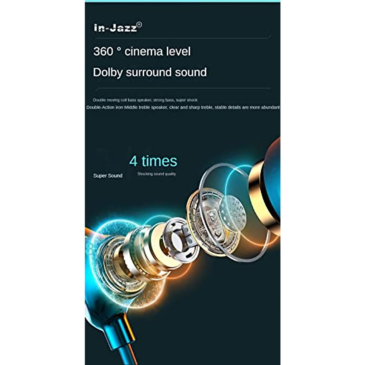 Ningchongfine HiFi Lossless Sound Jack Sports Ceramic Headphones, 360 Degree Surround Sound Wired Headphones, 8 Core Sound HiFi Lossless Sound Earphones, Zero Noise (Ceramic White)