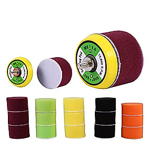 Buffing Polishing Pads, 16pcs 2" Sponge Buffing Pads for Car Foam Drill, Drill Buffer Attachment for Waxing, Polishing, Sealing Glaze, Air Sander Car Polisher Thread-M6X1