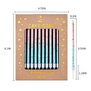 CAKE CODE Pink Blue Gold Long Thin Birthday Candles, Cake Candles, Birthday Parties, Wedding Decorations, Party Candles