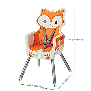 Infantino Grow-with-Me 4-in-1 Convertible High Chair, Fox-Theme, Space-Saving Design, Booster and Toddler Chair, for Infants & Toddlers 3M-36M