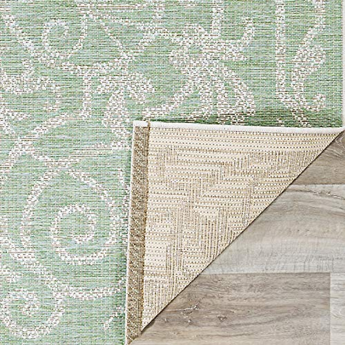 Couristan Monaco Summer Quay Indoor/Outdoor Area Rug, 3'9" x 5'5", Ivory/Light Green