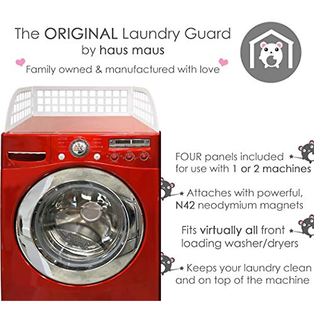 Haus Maus - The Original Laundry Guard - Keeps Laundry from Falling Behind Most Front Loading Washers/Dryers - Magnetic - 50.5" x 21" x 8" - Made in North America