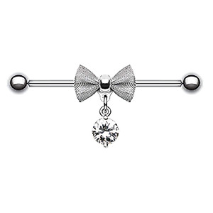 Covet Jewelry Adorable Mesh Bow-Tie Industrial Barbell