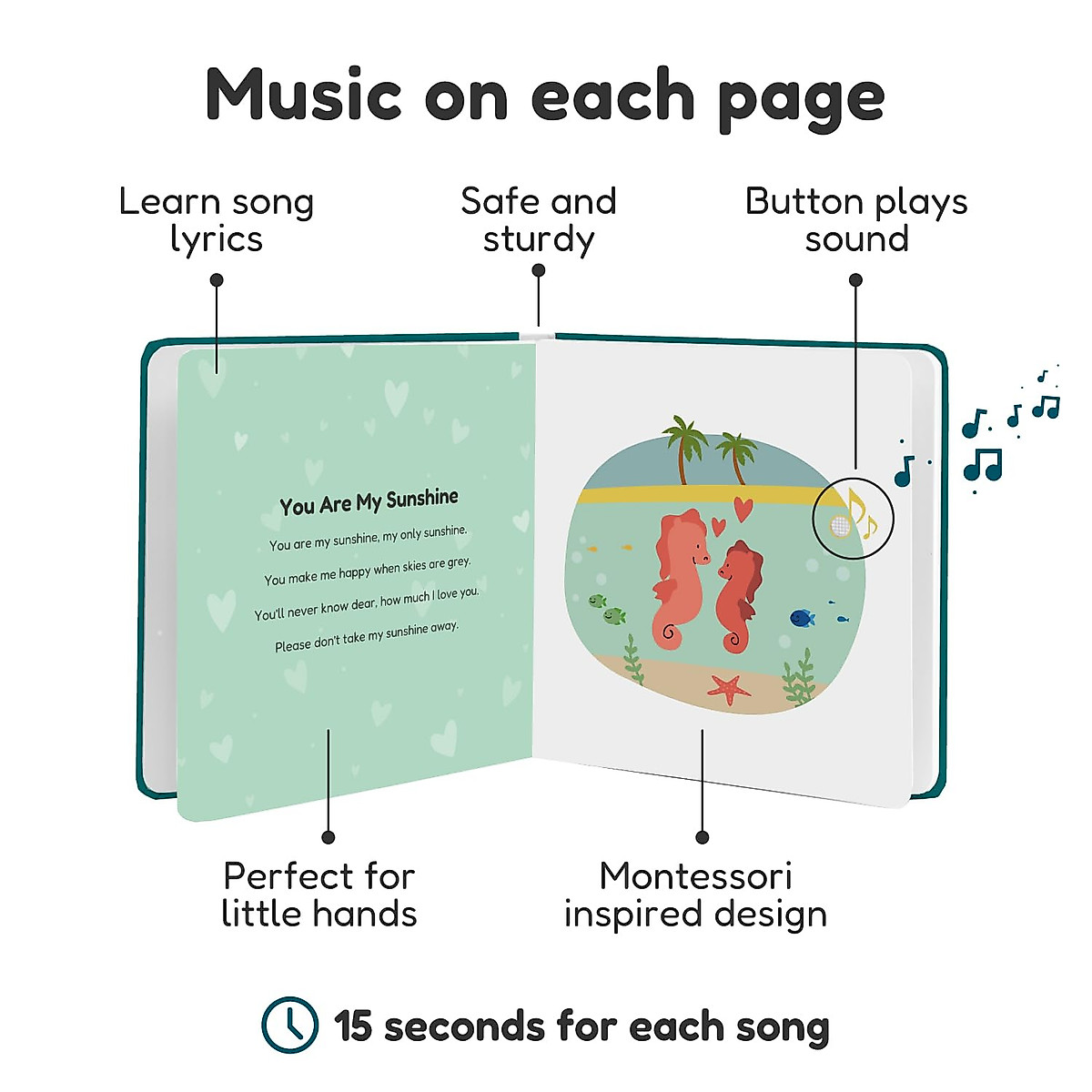 Cali's Books You are my Sunshine Nursery Rhymes - Interactive Sound Books for 1 year old, Perfect Musical Toys & Musical Books for Toddlers 1-3, Safe & Durable Book for 2 year old