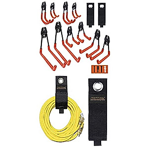 SMARTOLOGY 10 Packs Heavy-Duty Garage Wall Hooks and 11 Extension Cord Storage Straps Set