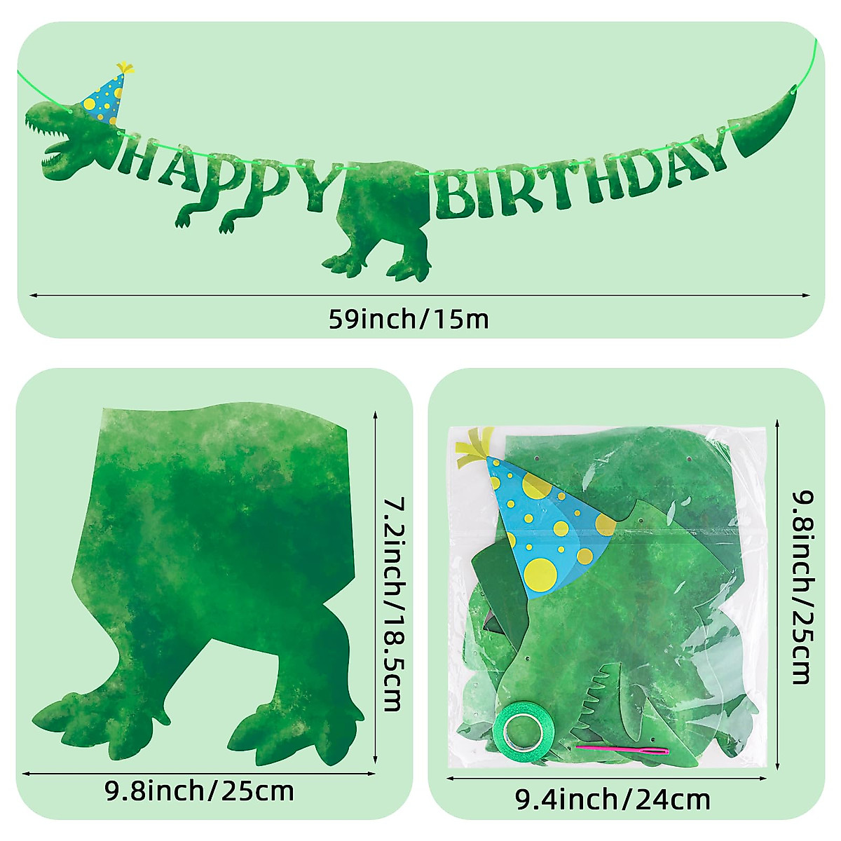 Dinosaur Happy Birthday Banner - Dinosaur Birthday Party Sign Decorations for Boys Kids Dino Theme Party Supplies