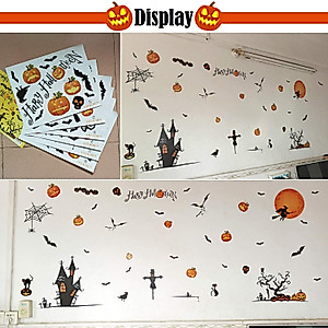Happy Halloween Home Decor Wall Stickers Witch Bats Spiders Pumpkin Lantern Cat Bedroom Living Room Wall Decals Party Supplies