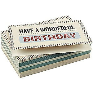 48 Pack Happy Birthday Cards Boxed with Envelopes Bulk, 6 Assorted Blank Retro Party Designs 4x6