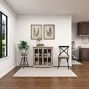 Deco 79 Metal Dining Chair with Brown Wood Seat, Set of 2 20"W, 35"H, Black