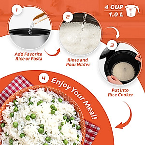 Small Rice Cooker and Food Steamer, 3-4 Cups Uncooked(6-8 Cups Cooked) Mini Rice Maker, Removable Non-Stick Pot Suitable for Cooking, Soups, Stewing, Steaming, Automatic Keep Warm Function