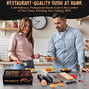 Sushi Making Kit Bazooka Sushi Maker Kit, Bamboo Sushi Kit Sushi Rolling Mat,Set for Beginners DIY Sushi at Home Easy Roll & Create Delicious Sushi Roller Sushi Knife Sushi Bamboo Roller, USDA Organic
