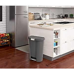 Curver Infinity 43.9 Liter / 13 Gallon Plastic Kitchen Trash Can with Foot Pedal and Locking Lid - Perfect for Household Use Indoor for Garbage Disposal or Recycling