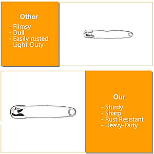 ZIPCCI 3 inch Safety Pins, 100 Pcs Safety Pins Heavy Duty, Large Safety Pins, Steel Wire