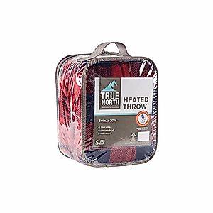 True North by Sleep Philosophy Buffalo Plaid Electric Blanket Throw Ultra Soft Plush Auto Shut Off with 3 Heat Level Setting Controller, Oversized - 5 Years Warranty, 60x70", Red