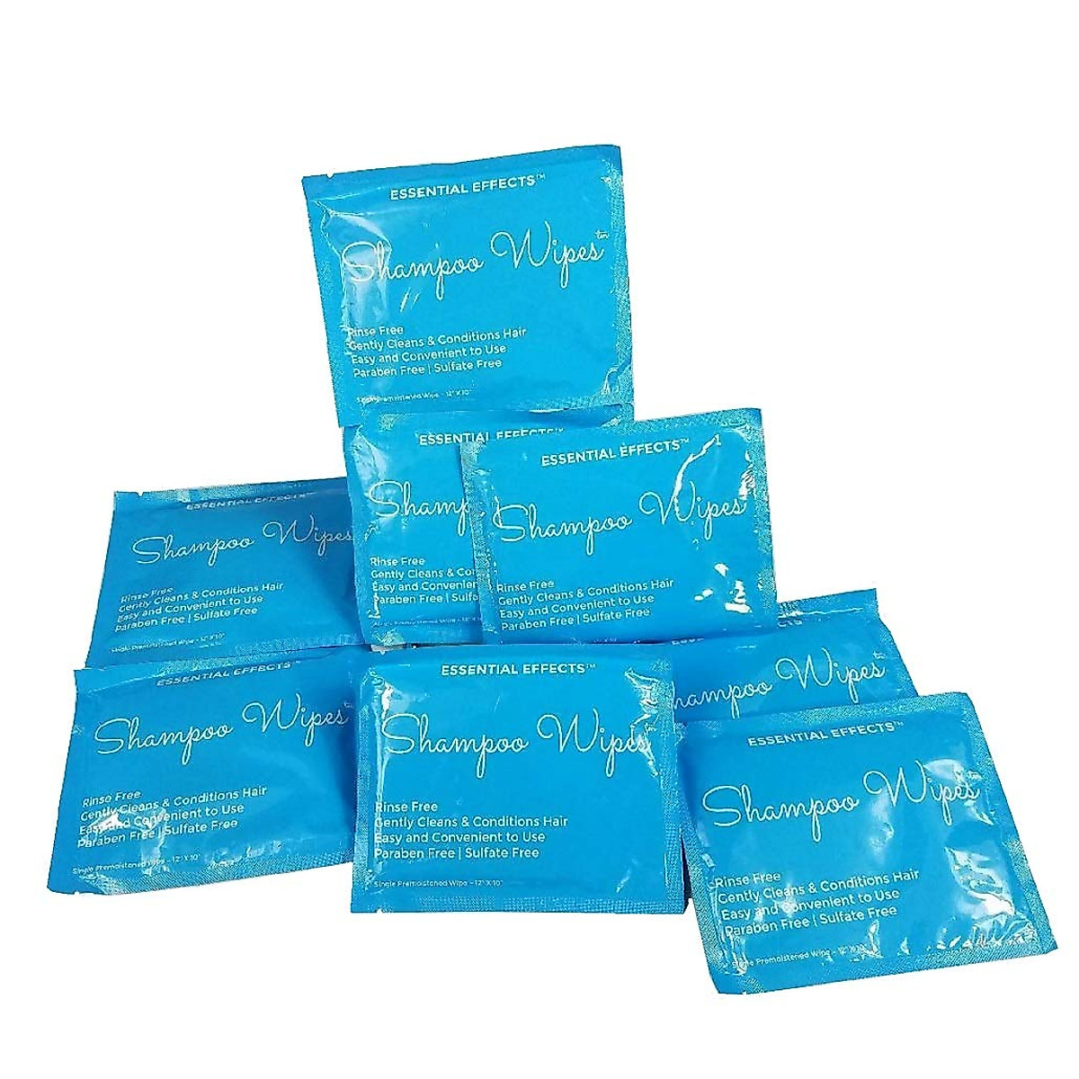Essential Effects Shampoo Wipes (8) Rinse Free Hair Cleansing Dry No Rinse Shampoo
