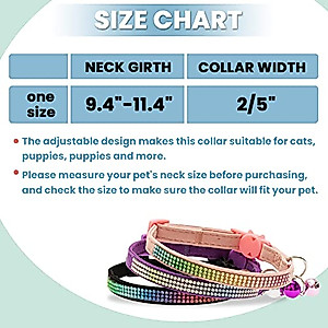 JVVGPET Breakaway Cat Collar with Bells - Rhinestone Bling Cute Cat Collars for Girl Boy Cats - Accessories for Pet Collars Adjustable for Cat Puppy