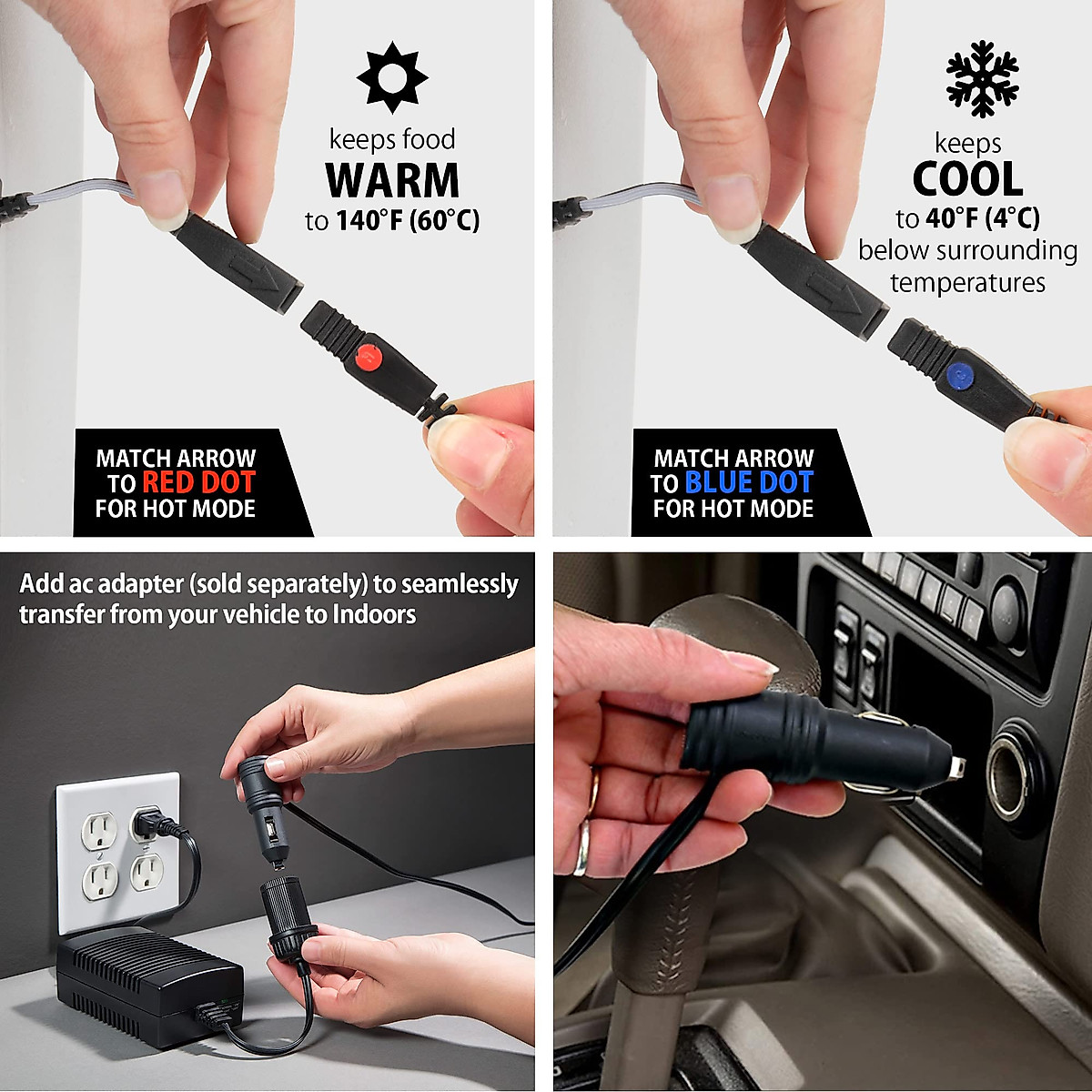 Koolatron Electric Portable Cooler Plug in 12V Car Cooler/Warmer 45 qt (42 L),No Ice Thermo Electric portable Fridge for camping, Travel Road Trips Trucking with 12 Volt DC Power Cord, Gray/White.