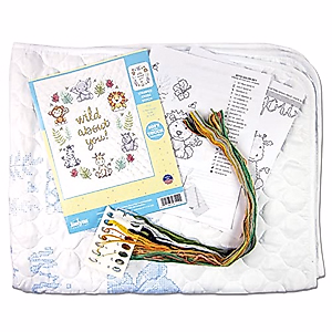Design Works Crafts Janlynn Stamped for Cross Stitch Baby Quilt Kit, in The Jungle