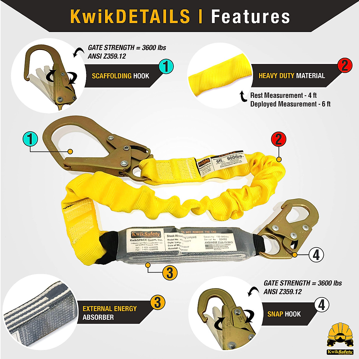 KwikSafety - Charlotte, NC - SUPERCELL Safety Harness [COMBO] Premium Shoulder Padding ANSI OSHA Full Body Fall Protection Work Equipment Construction Tower Climbing Roofing Forklift Aerial Boom Lift