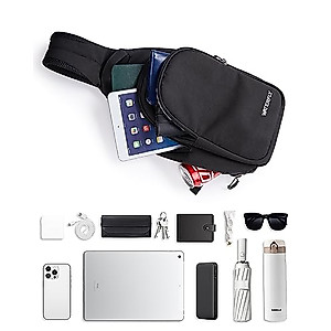WATERFLY Crossbody Casual Bag Daypack: Small Sling Bag with Wet Bag for Men Black