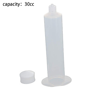 Air Distribution Tube, Adhesive Syringes Tube Sleeve, Glue Liquid Cartridge Dispensing Syringe Barrel, 30cc Plastic Syringe Dispensing, with Piston, Transparent, 5 Pcs, (Bettomshin)