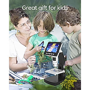 LCD Dgital Microscope, Ankylin 4.3" Coin Microscope 50X-1000X, USB Digital Microscope with 8 LED Fill Lights, 32G SD Card, Electronic Microscope Compatible with Mac/Windows