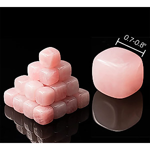 FZBHRO Rose Quartz Whiskey Stones Chilling Crystal Ice Cubes for Drinks Whiskey Rocks 0.7-0.8" Wine Cubes Gifts for Women Set of 6