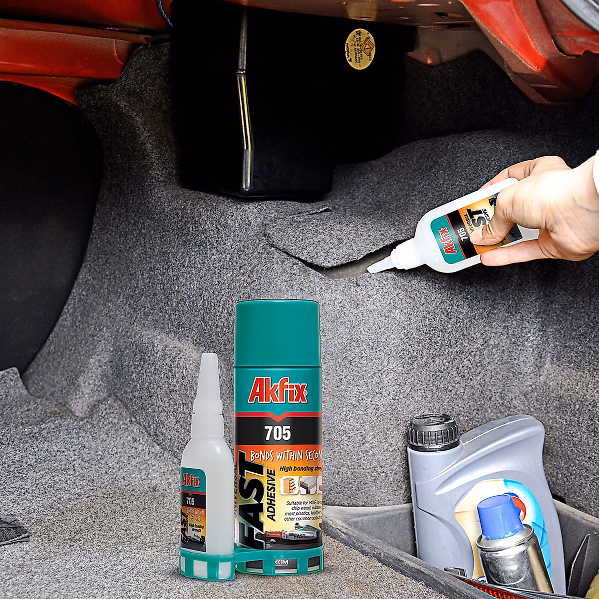 Akfix 400ml 705 Fast Adhesive CA Glue (3.50 oz.) with Activator (13.50 fl oz.) [Clear Super Glue Adhesive and Accelerator Spray]